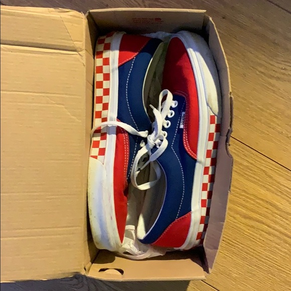Vans | Shoes | Bmx Checkerboard Blue Red And White Vans | Poshmark